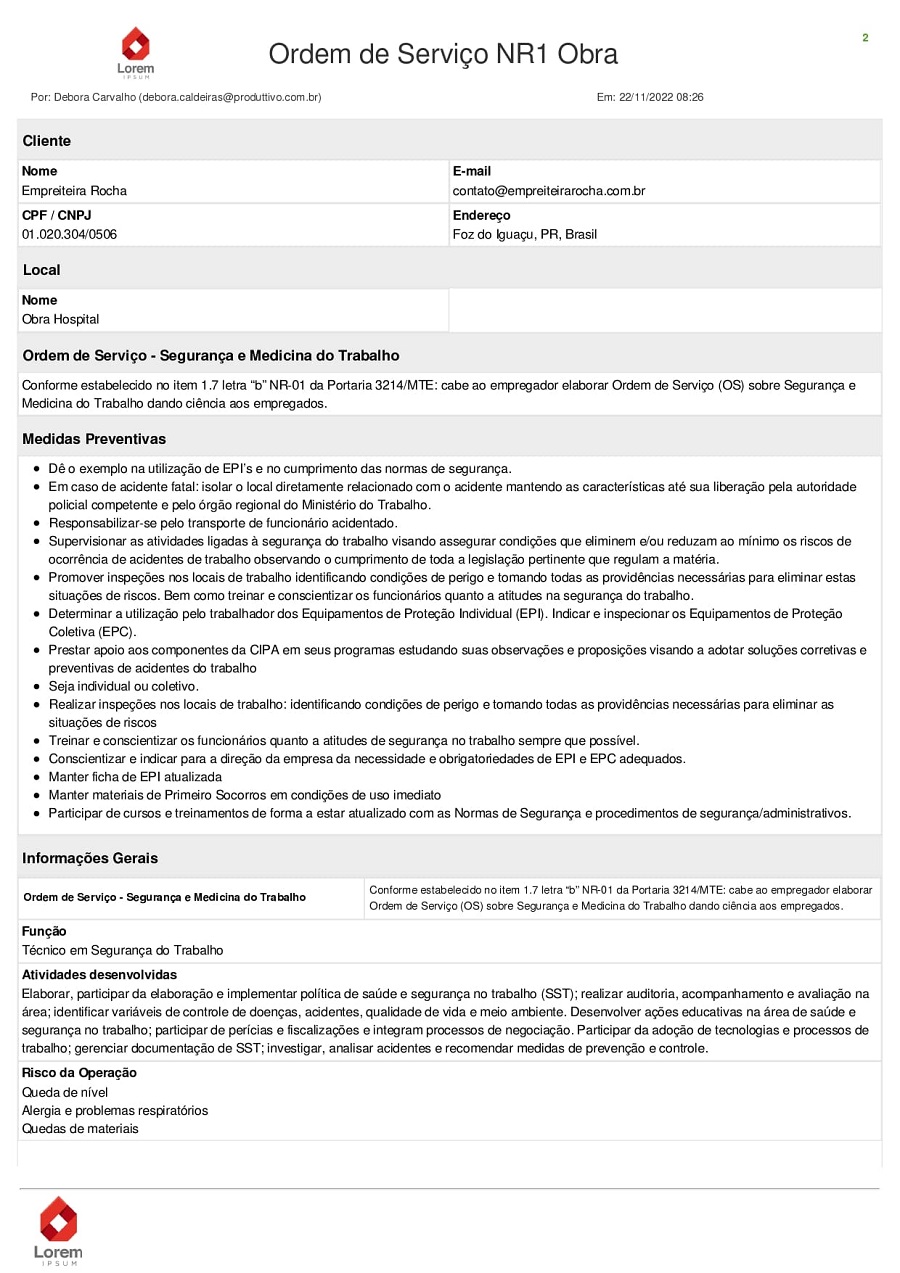 Ordem de serviço NR 1: regras, exigências e modelo