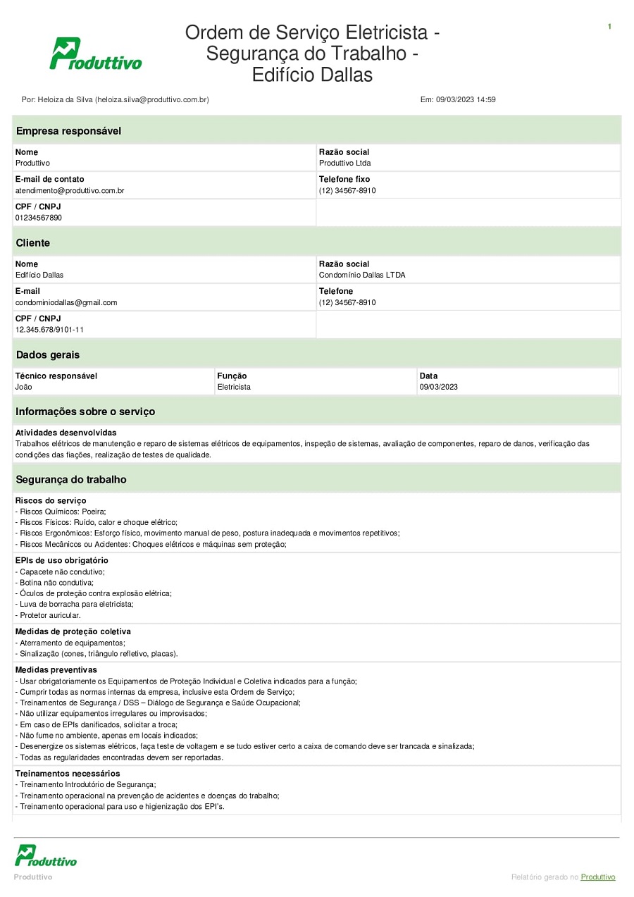 Ordem de serviço eletricista: como fazer e modelos prontos