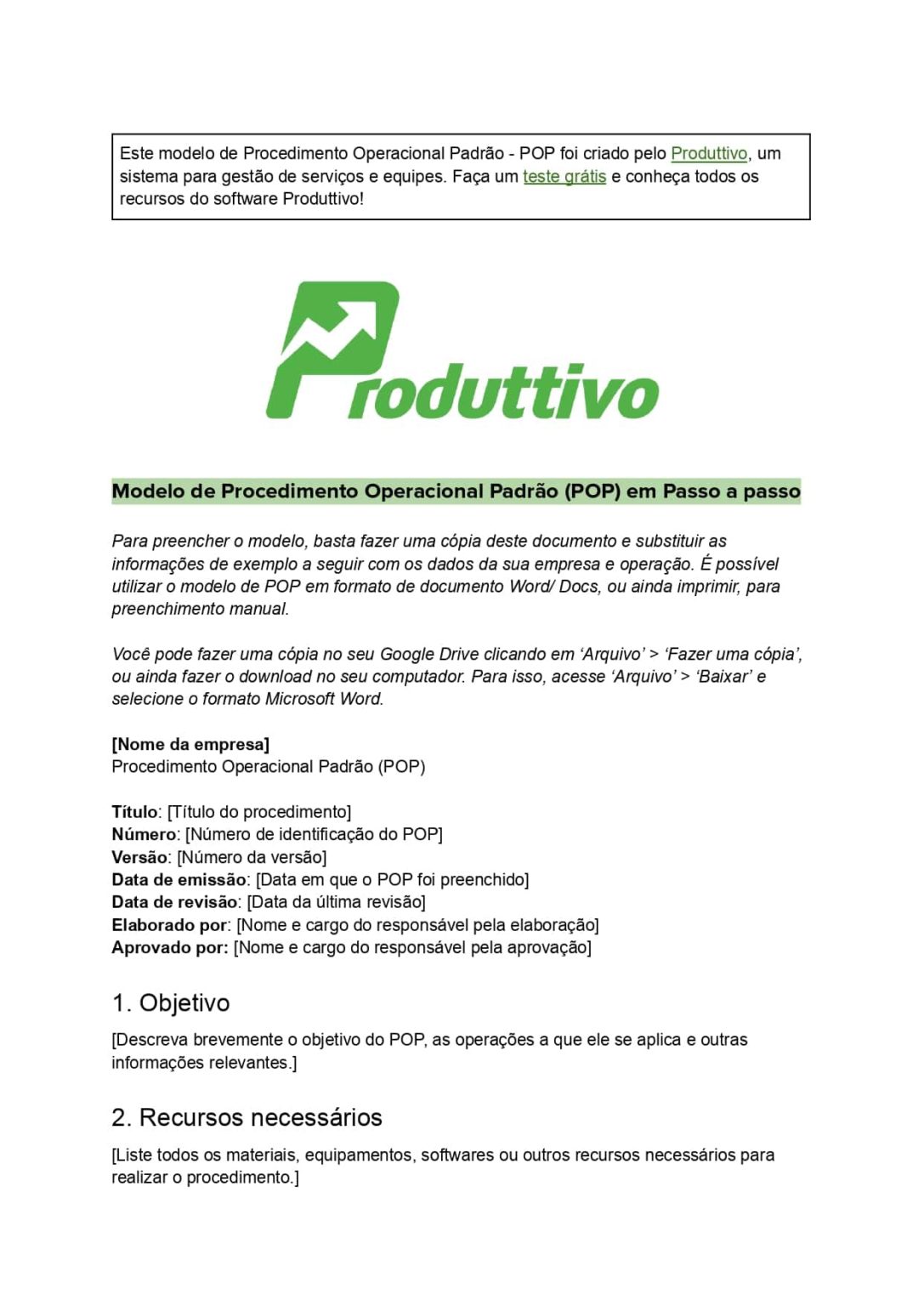 Modelo de POP: 3 versões gratuitas e prontas para editar